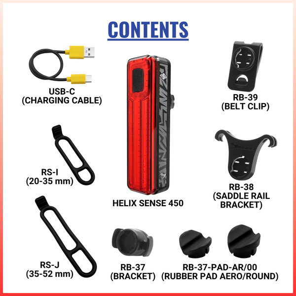 Moon Helix Sense 450 Lumens Bicycle Light (with brake sensing) - ITOTS ...