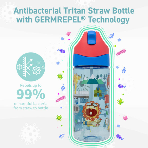 Marcus & Marcus Antibacterial Tritan Straw Bottle - ITOTS PTE LTD